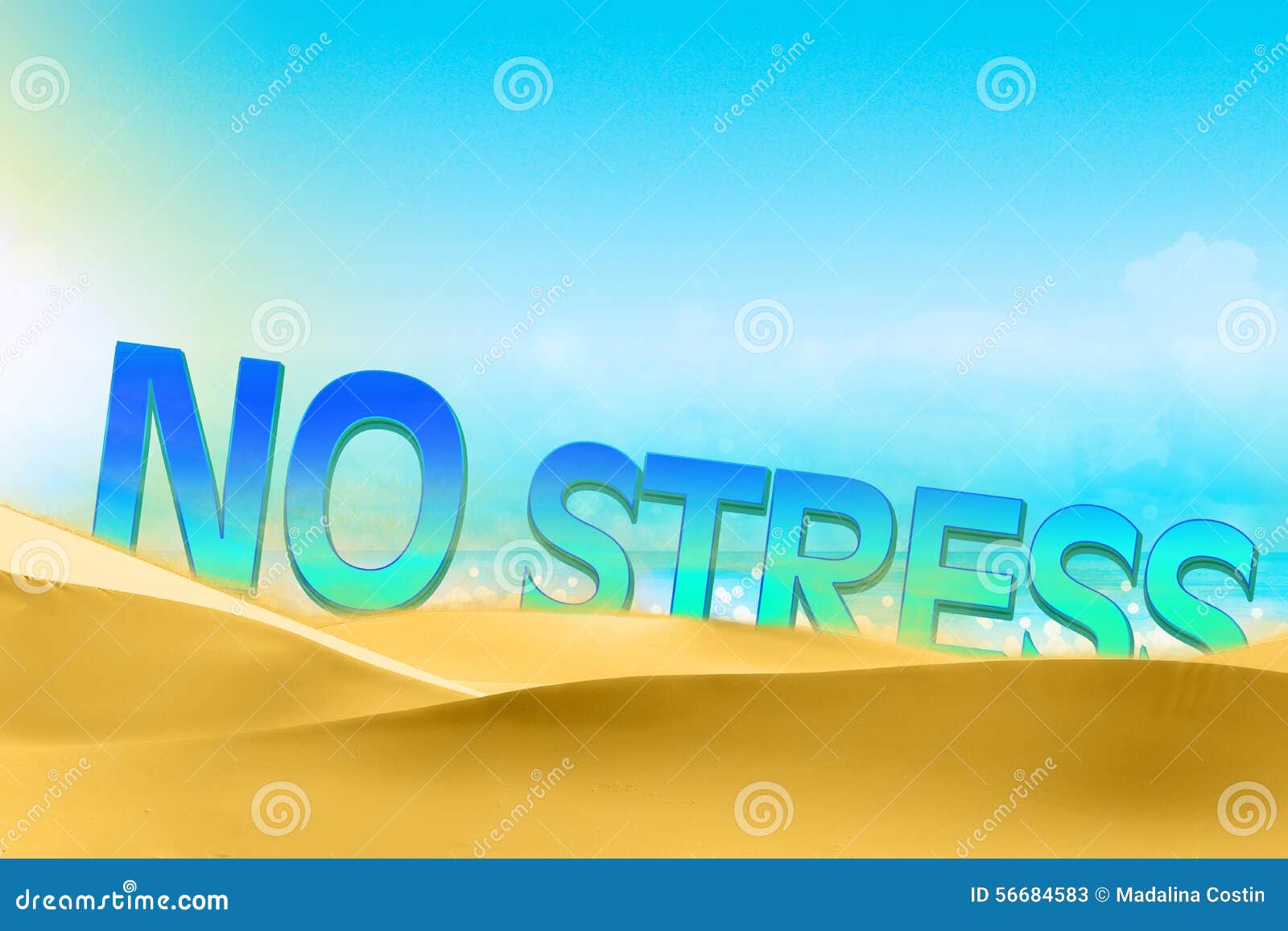 No Stress Text Concept on the Beach Stock Image - Image of icon ...