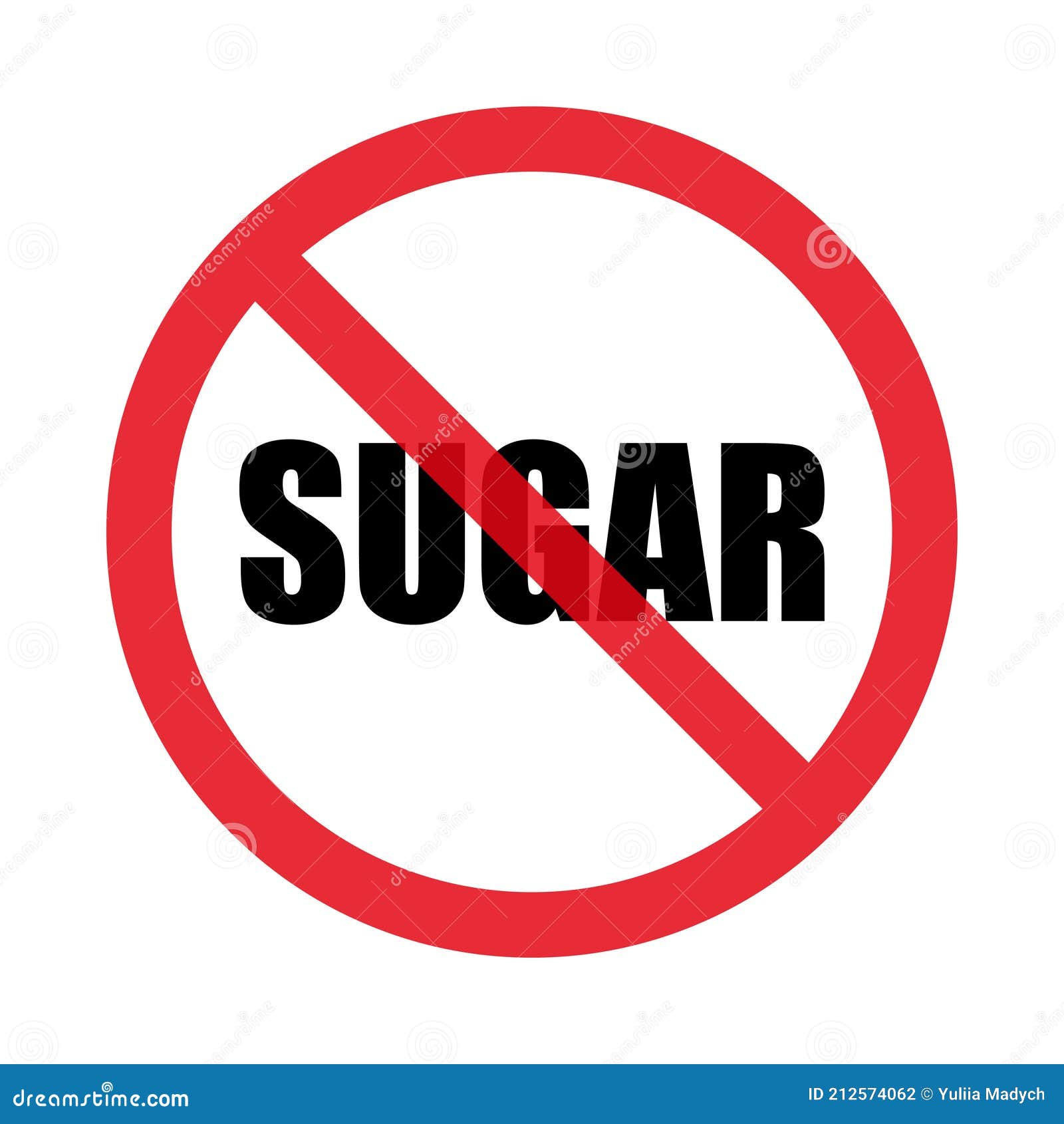 No Sugar Sign. Isolated on White Background. Flat Style Stock Vector ...
