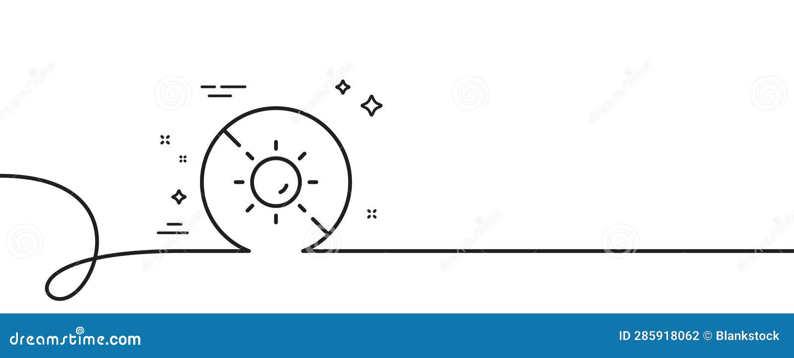 No Sun Line Icon. Uv Protect Sign. Continuous Line with Curl. Vector ...