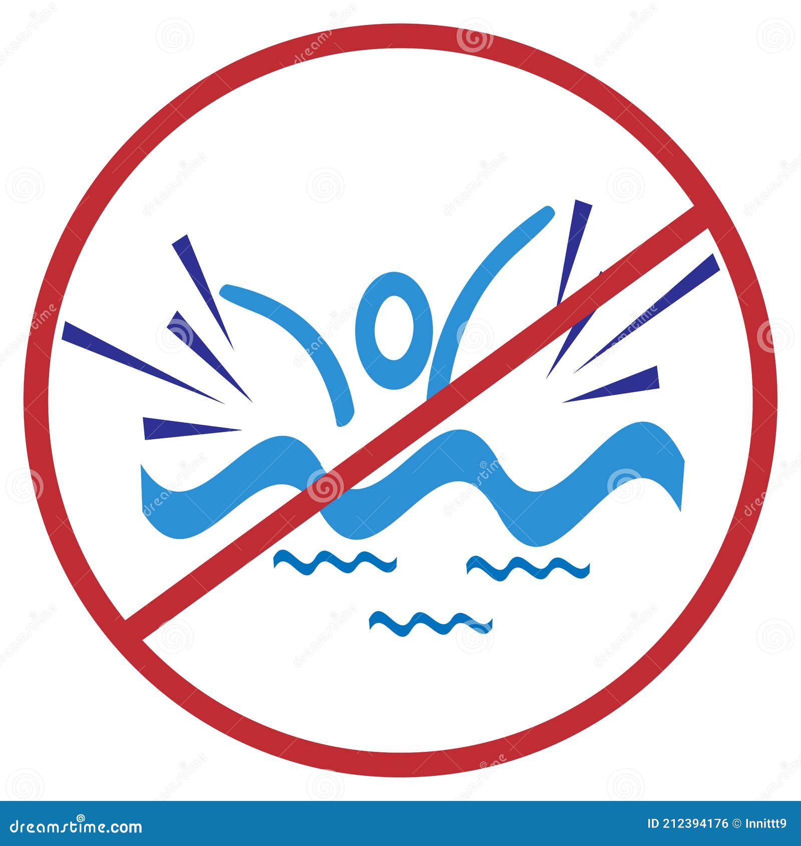 Swimming is Prohibited. the Man is Drowning. Warning Icon or ...