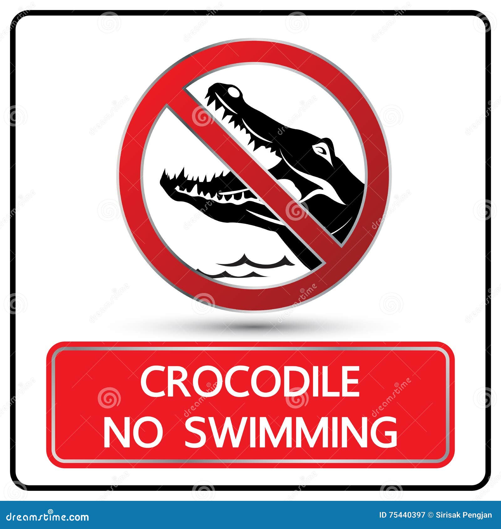 No Swimming Crocodile Sign and Symbol Vector Stock Vector ...