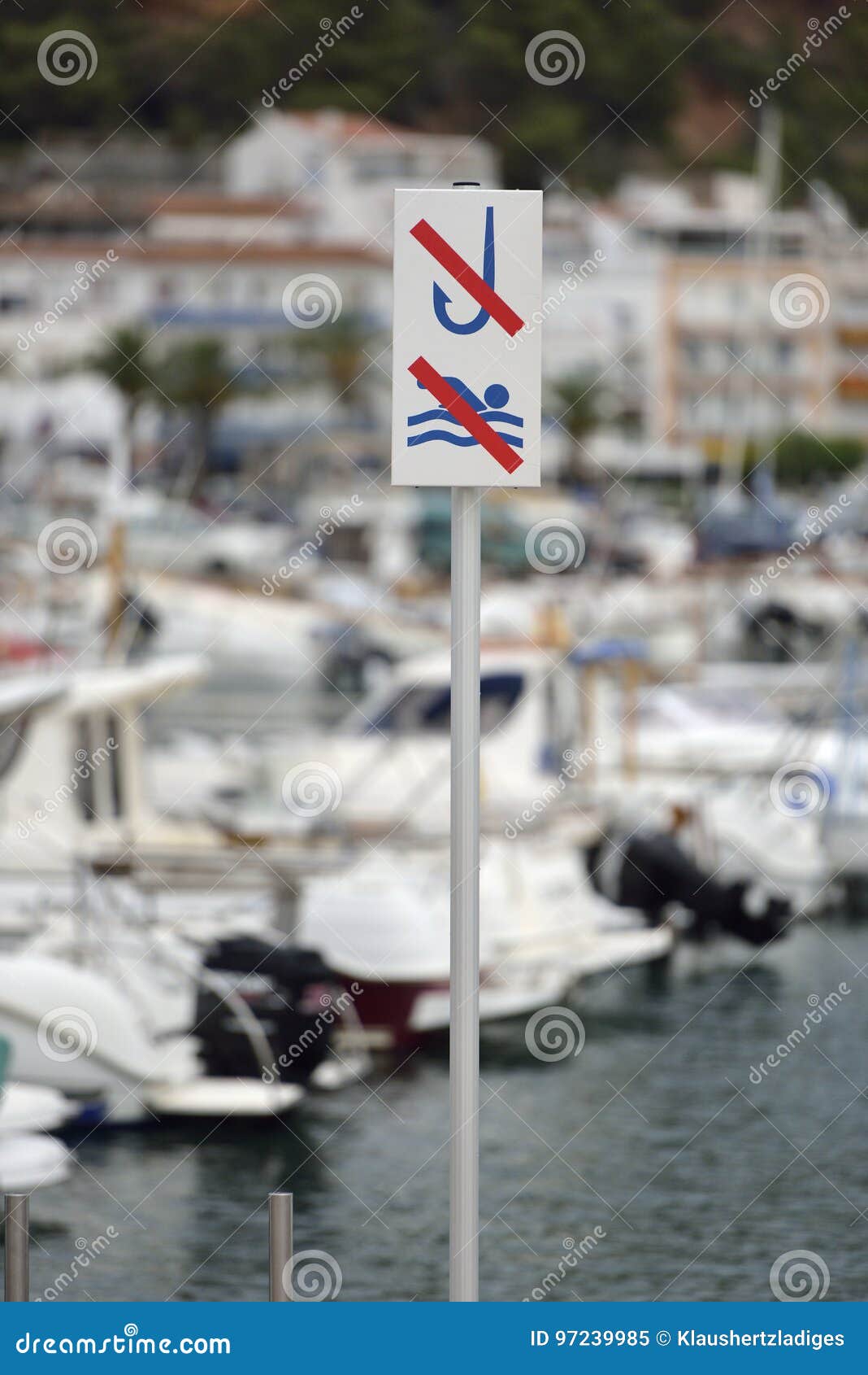 No Swimming or fish sign stock image. Image of float - 97239985