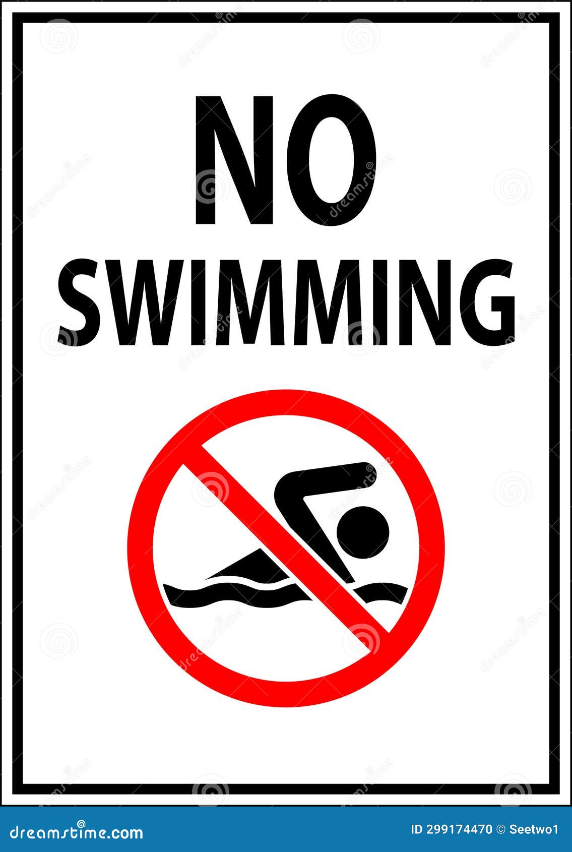 No Swimming Sign stock vector. Illustration of protection - 299174470