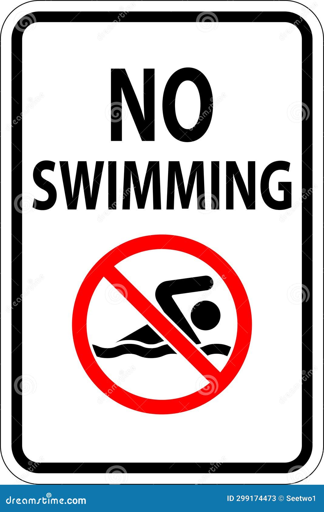No Swimming Sign stock vector. Illustration of protection - 299174473
