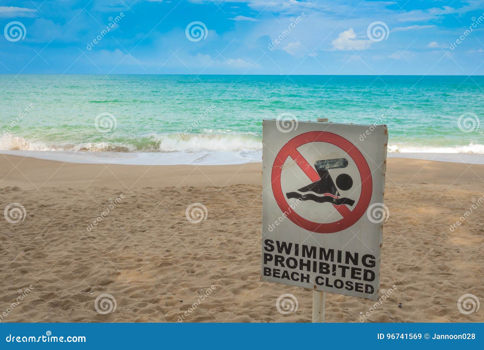 No Swimming Sign on Beach . Stock Image - Image of swimmer, swimming ...