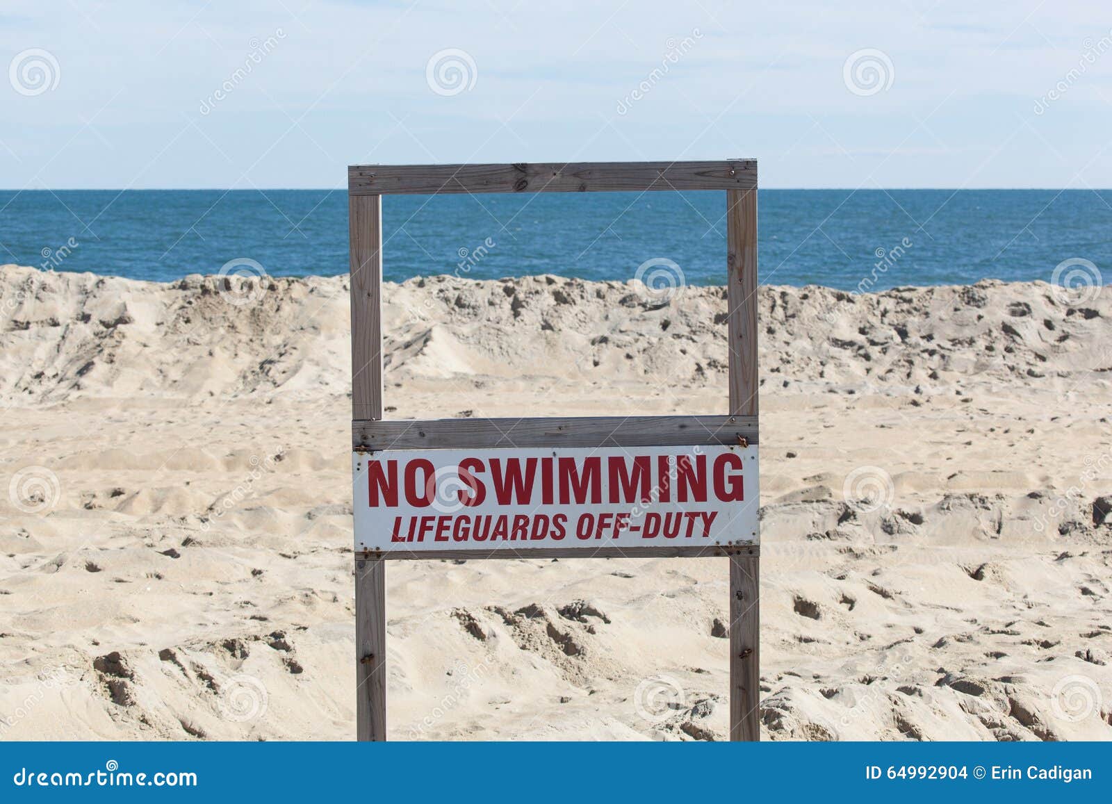 No Swimming Sign on Beach stock photo. Image of outside - 64992904
