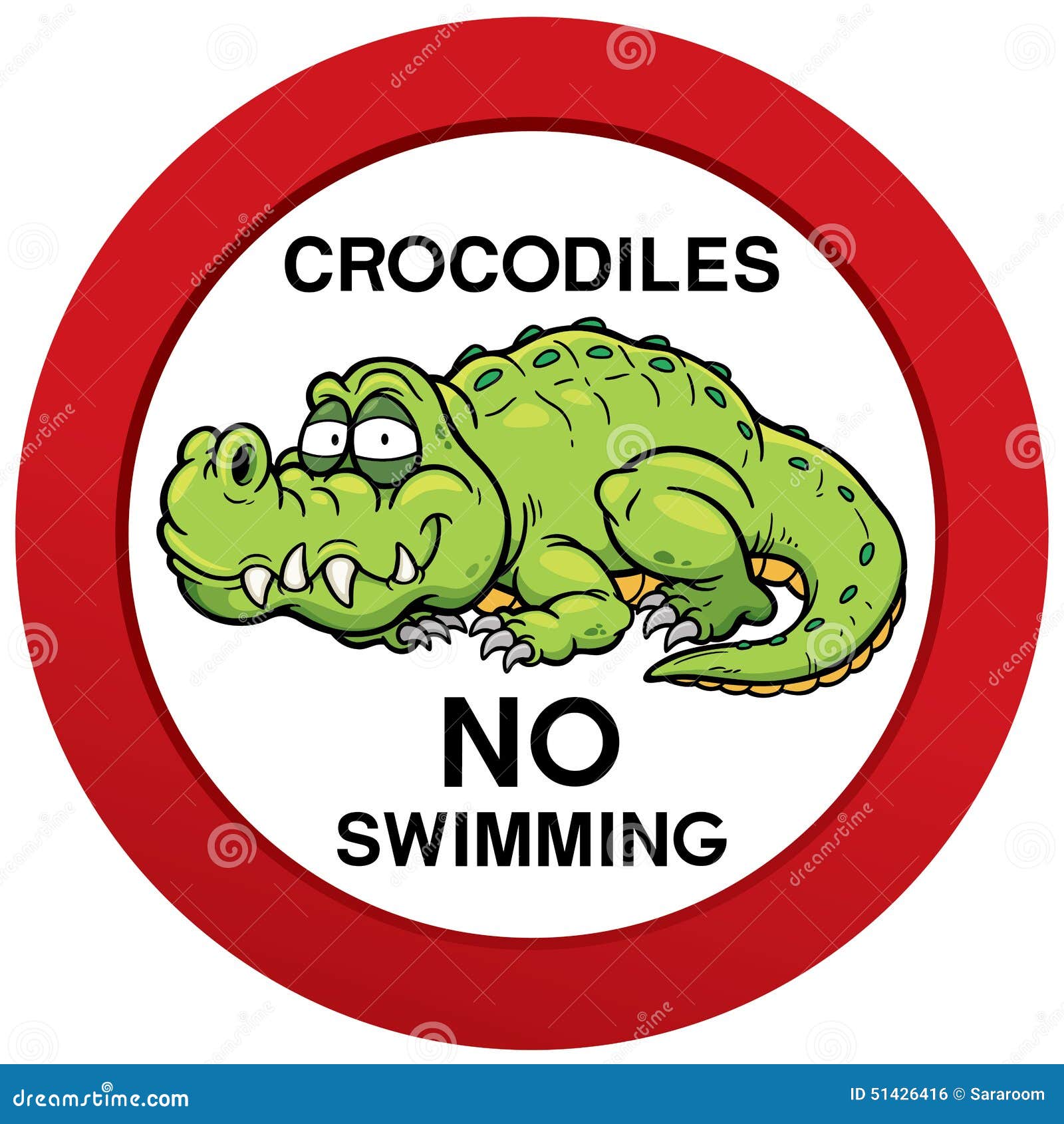 Danger Crocodiles No Swimming Sign Vector Illustration | CartoonDealer ...