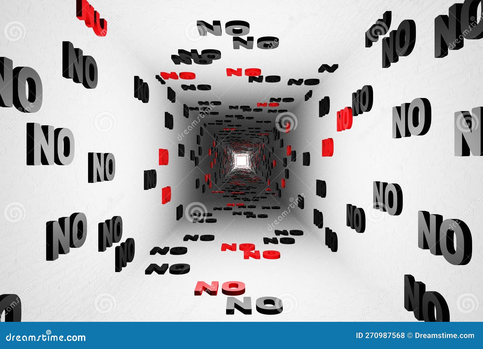 No Symbol or Nope Marks in White Tunnel Background 3d Render. Say No or ...