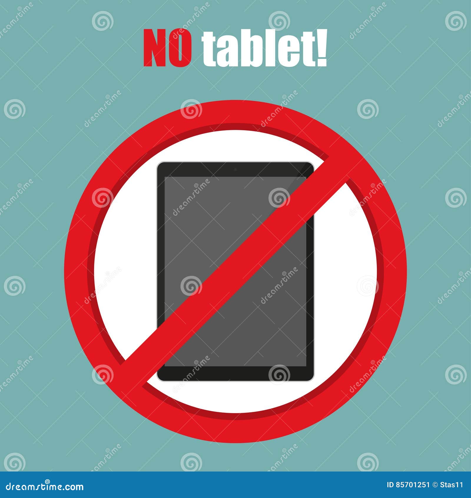 No Tablet Sign in a Flat Design. Vector Illustration Stock Illustration ...