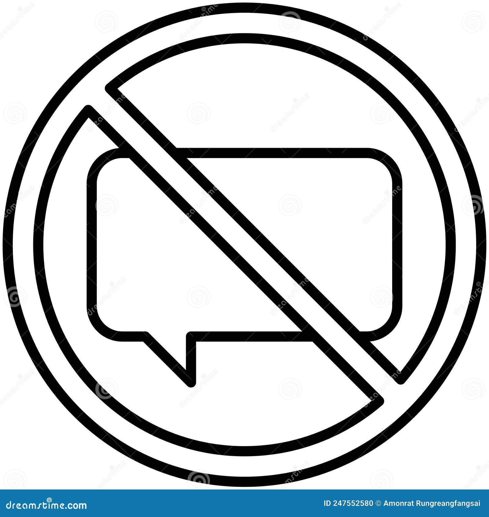 No Talking Icon, Prohibition Sign Vector Illustration Stock Vector ...