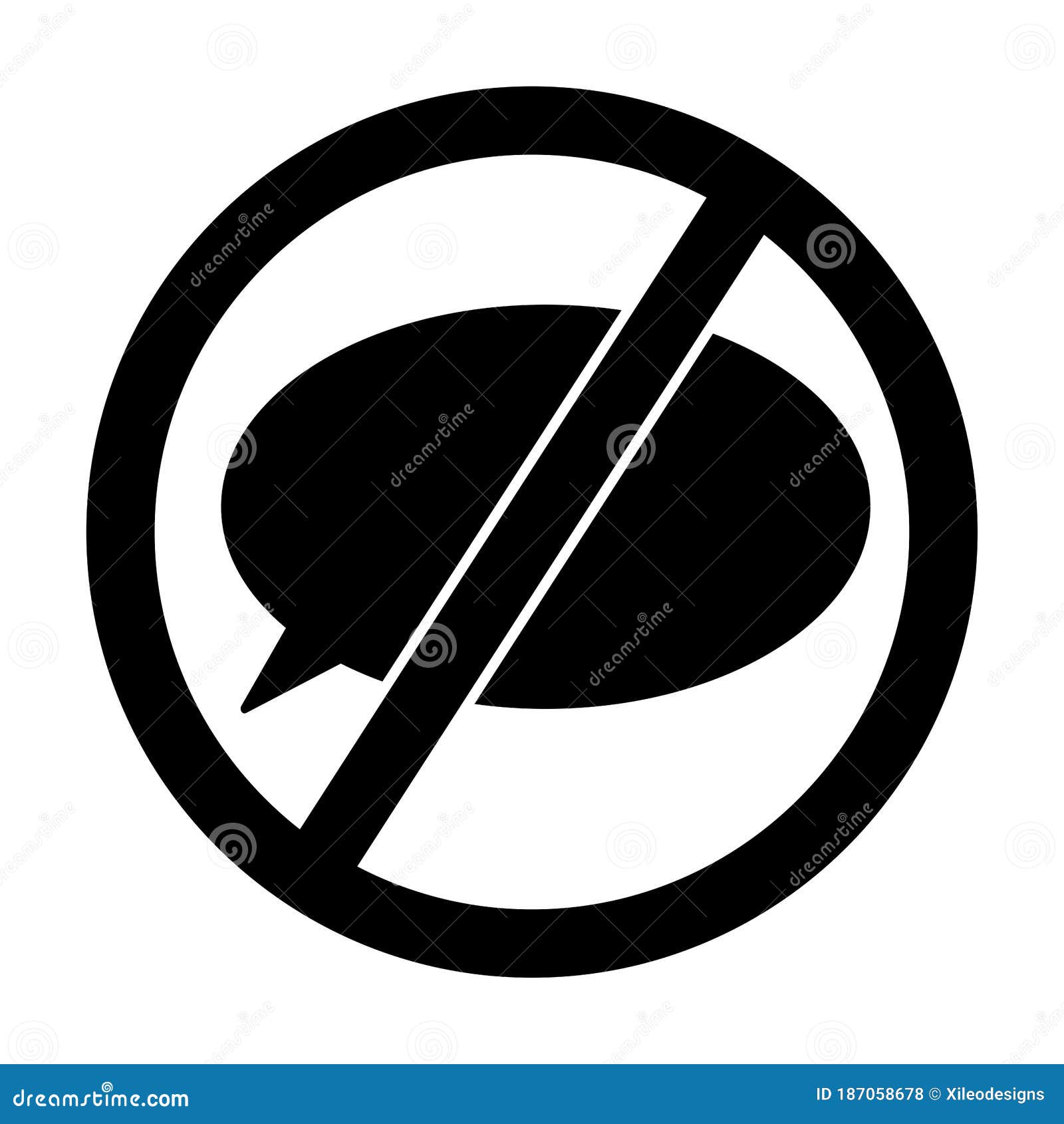 The NO Speech Bubble Icon. No Symbol. Flat Cartoon Vector ...