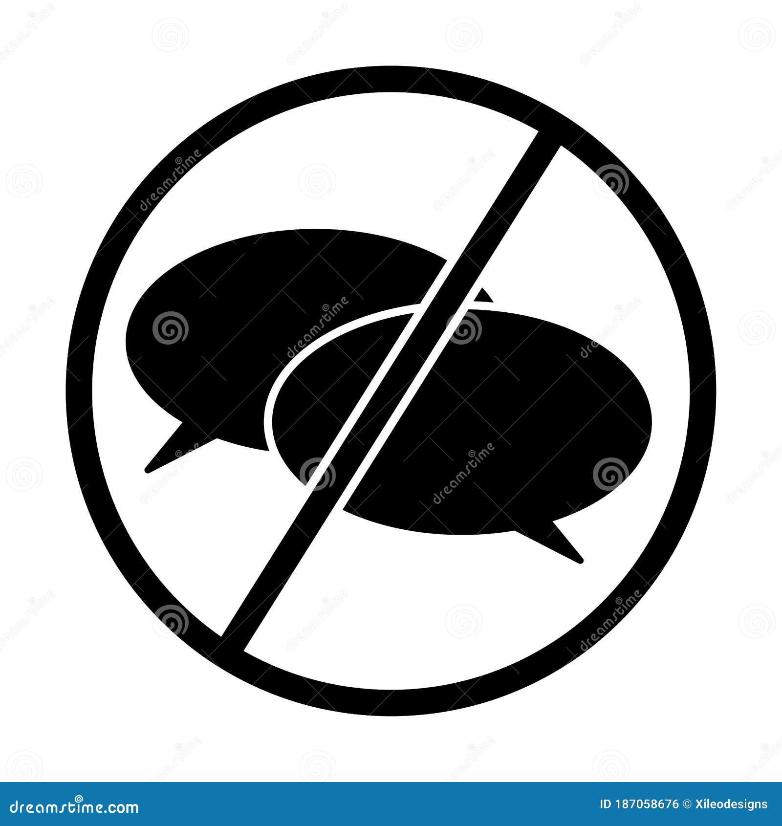 No Talking Sign Icon. Speech Bubble In A Prohibited Or Do Not Sign ...