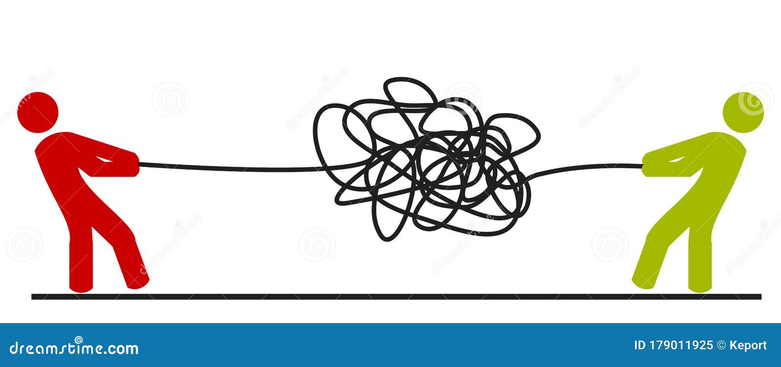 No Teamwork - Two Persons Pulling Knotted Rope Stock Image - Image of ...