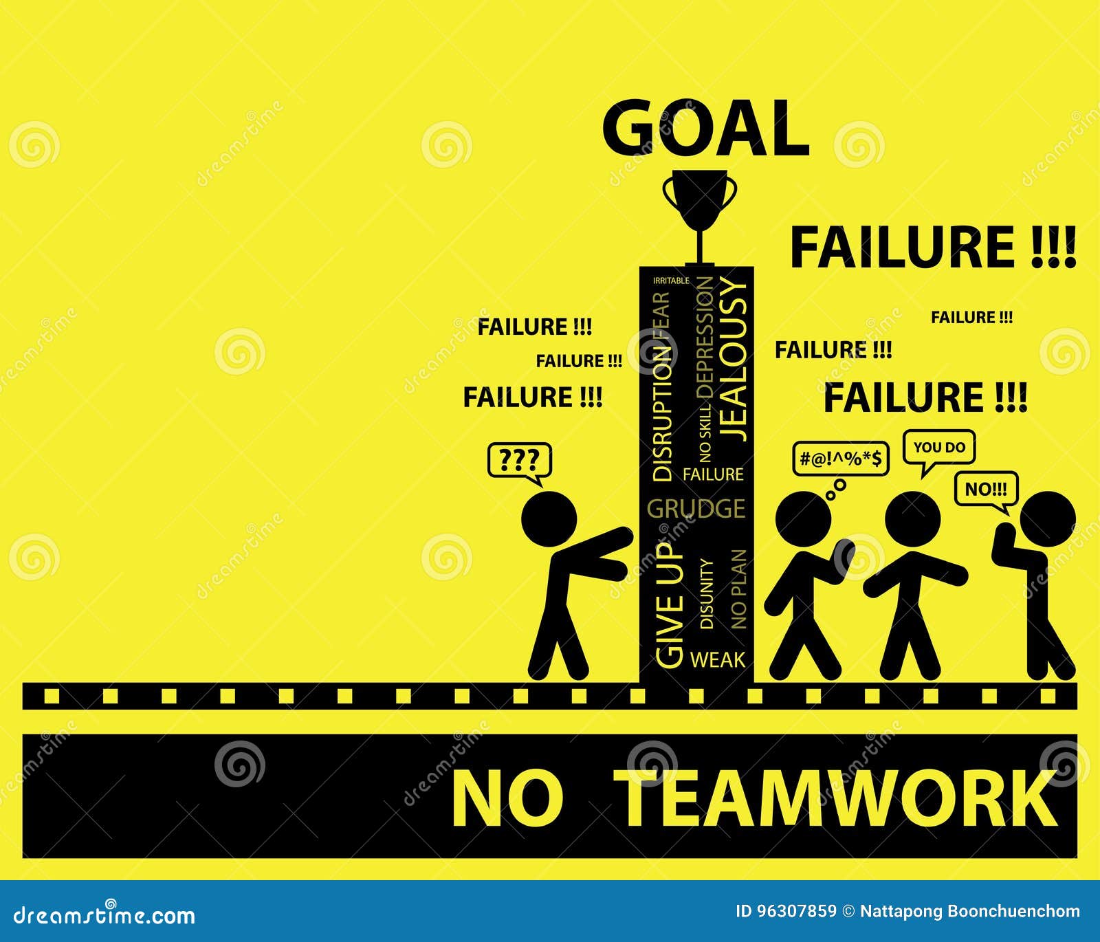 No Teamwork with word tag stock vector. Illustration of management ...