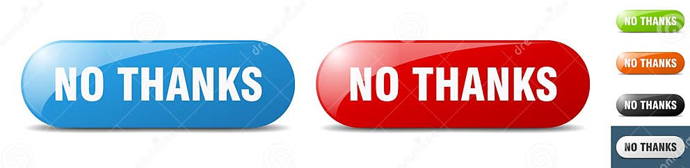 No Thanks Button. Key. Sign. Push Button Set Stock Vector ...