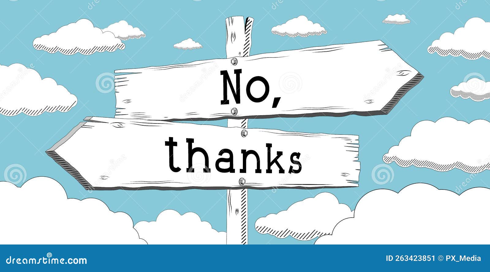 No, Thanks - Outline Signpost with Two Arrows Stock Illustration ...