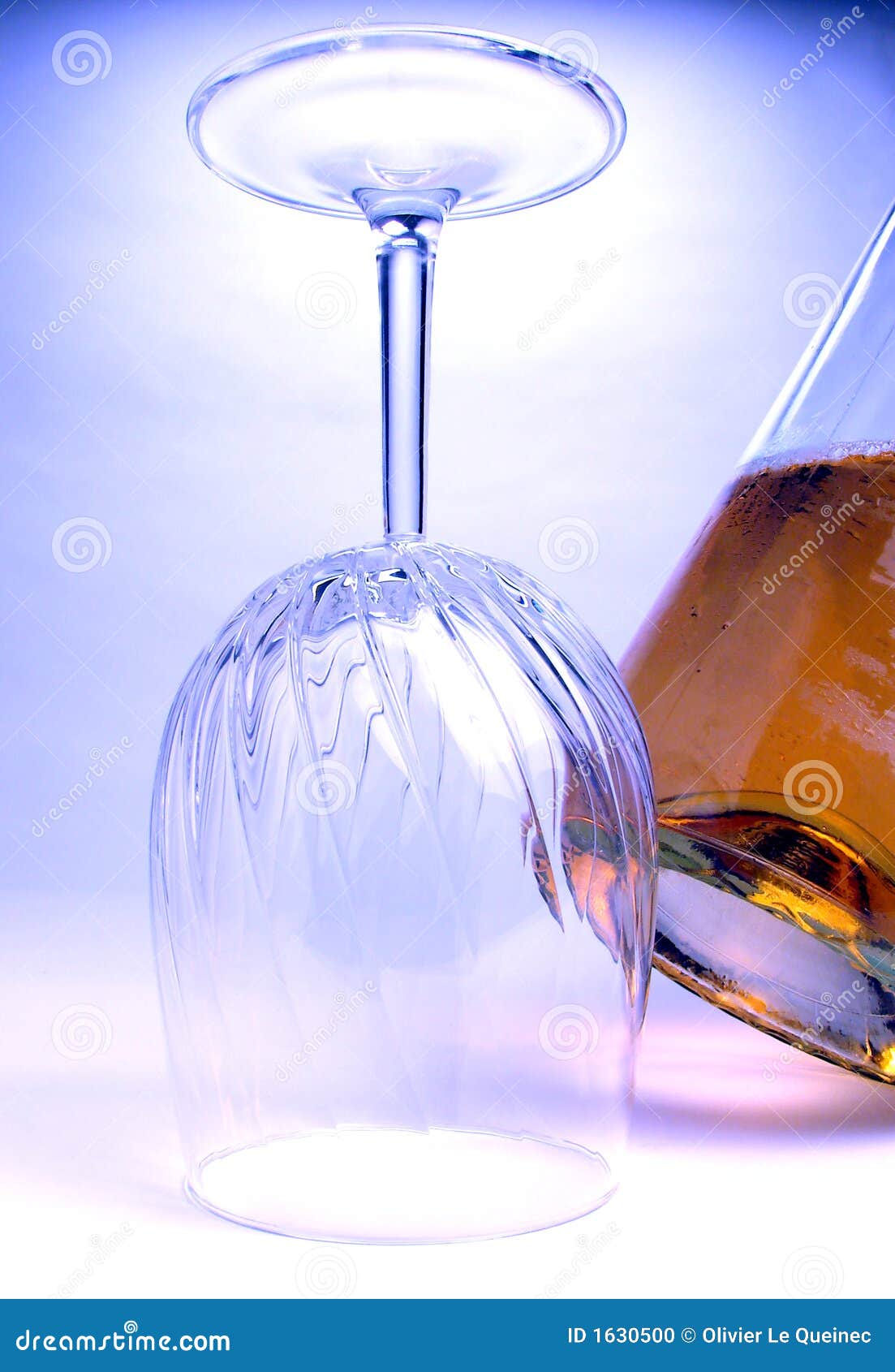 No Thanks To Empty Glass and Tipped Wine Bottle Stock Photo - Image of ...