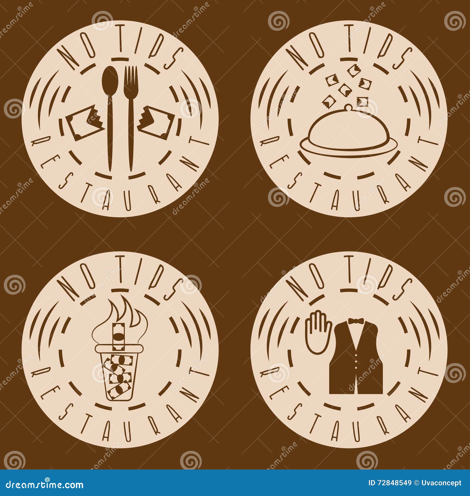 No Tips Restaurant Vintage Vector Labels Stock Vector - Illustration of ...