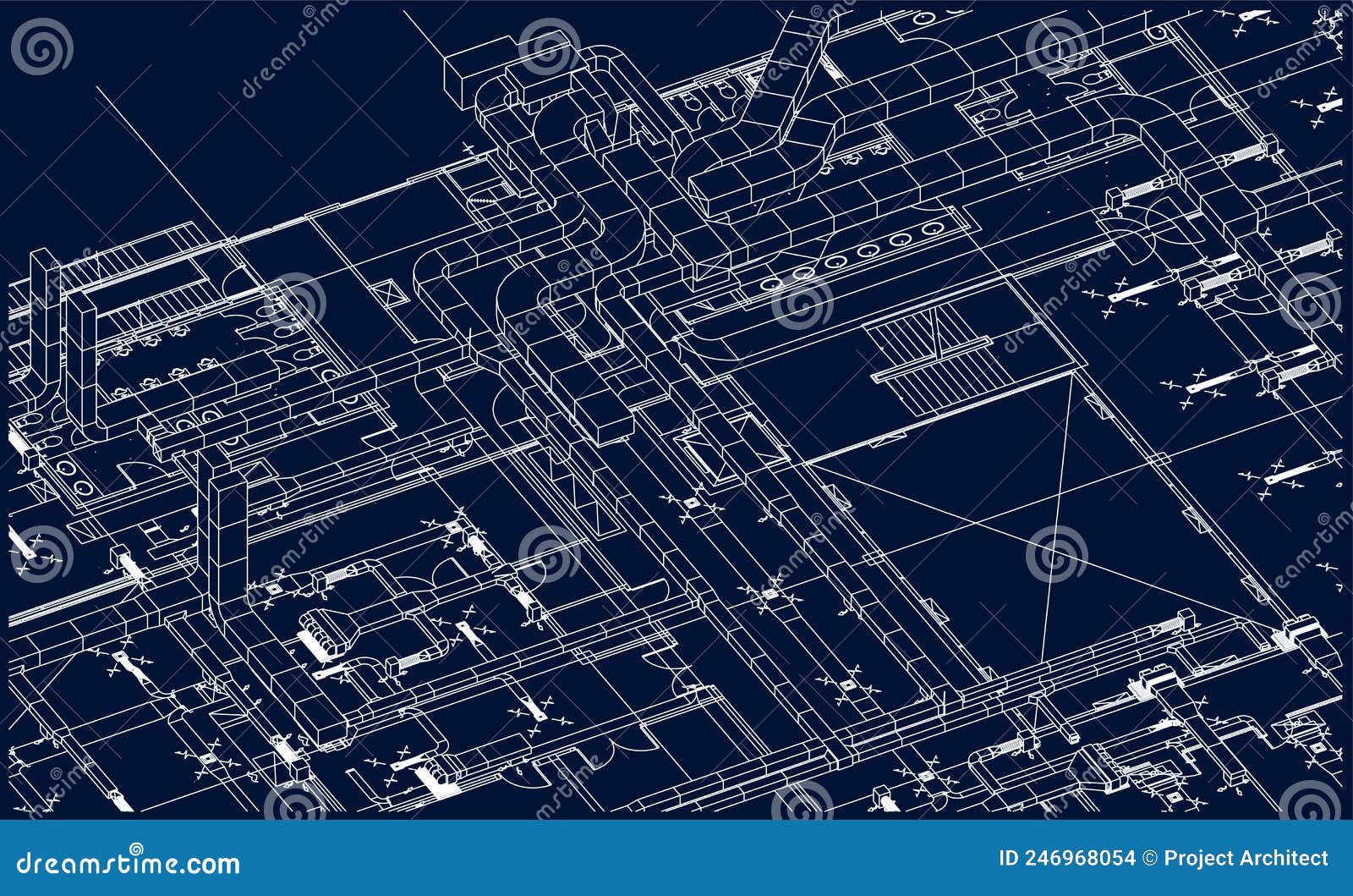 Architectural BIM Ventilation System Design 3d Illustration Blueprint ...