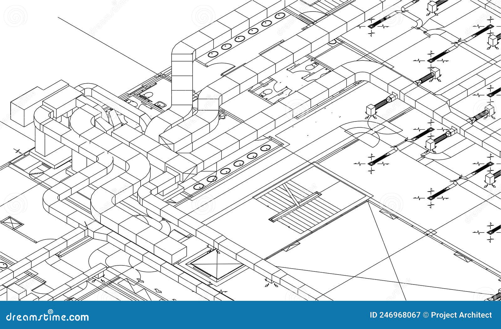 Architectural BIM Ventilation System Design 3d Illustration Stock ...