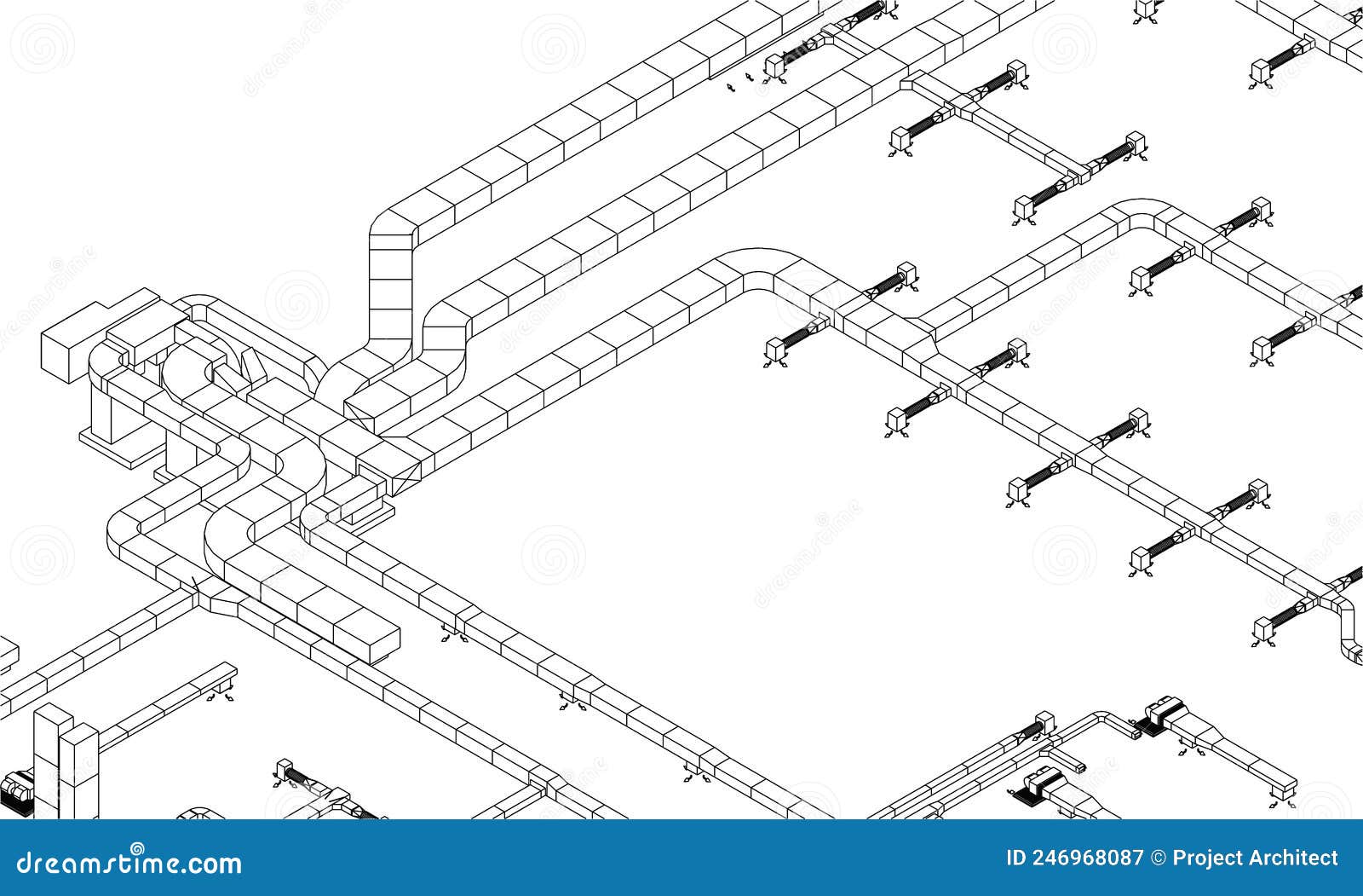 Architectural BIM Ventilation Ducts Design Vector 3d Illustration Stock ...
