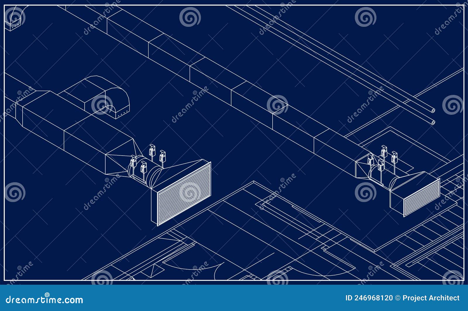 BIM Air Ducts Design 3d Illustration Vector Blueprint | CartoonDealer ...