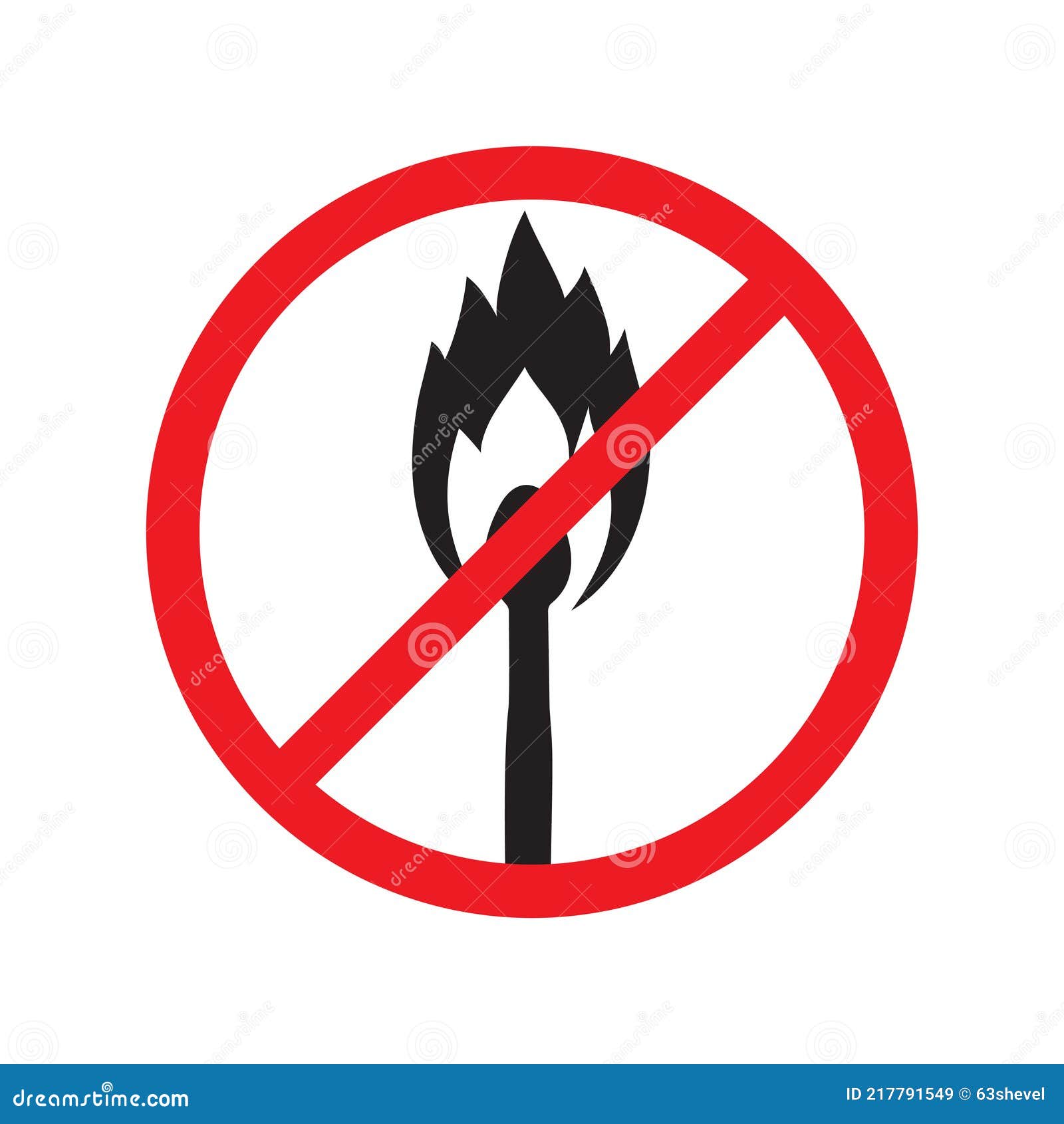 Crossed-out Burning Match. Red Sign Prohibiting Making a Fire. Strict ...