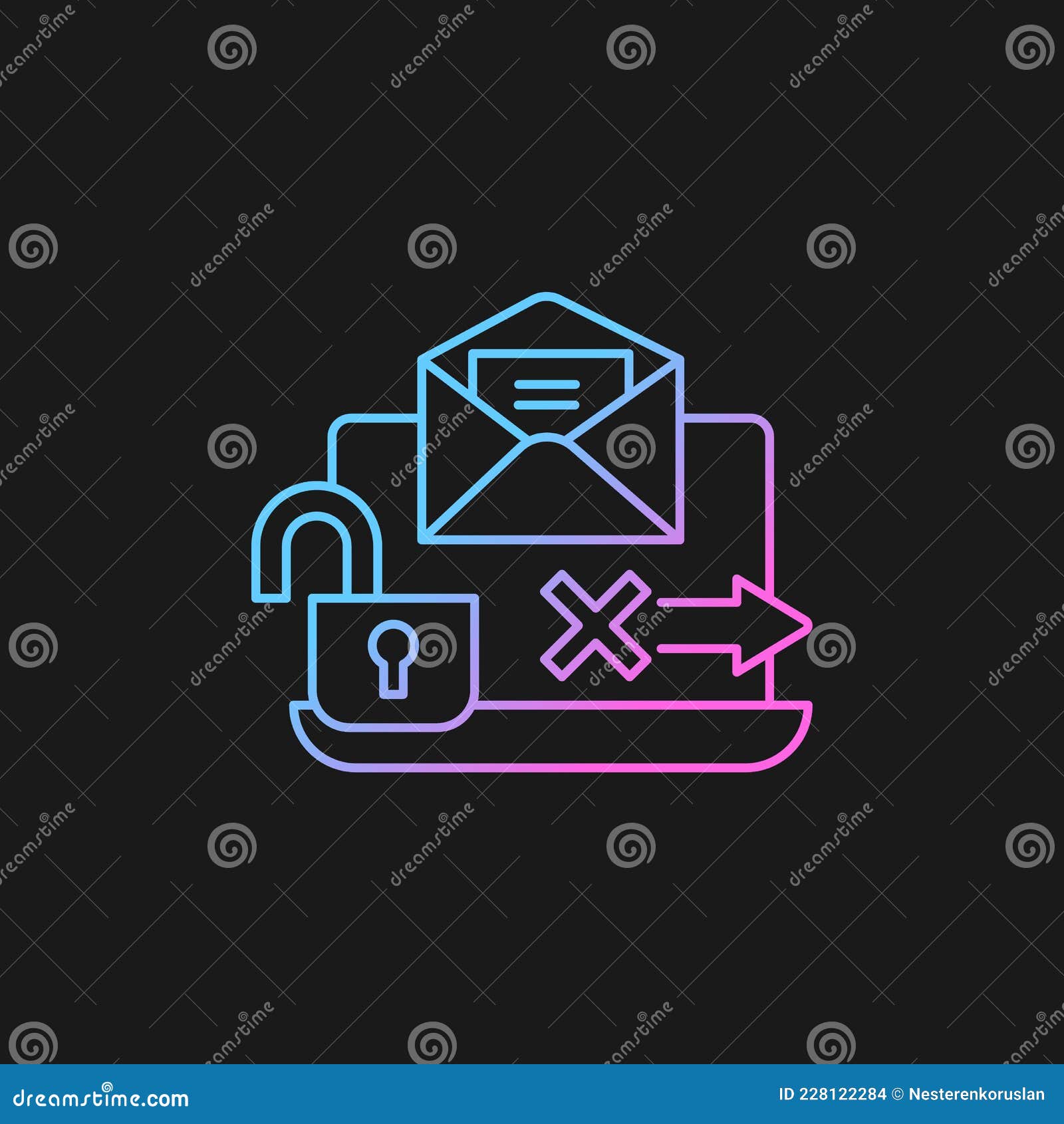 No Transmission Via Email Gradient Vector Icon for Dark Theme Stock ...