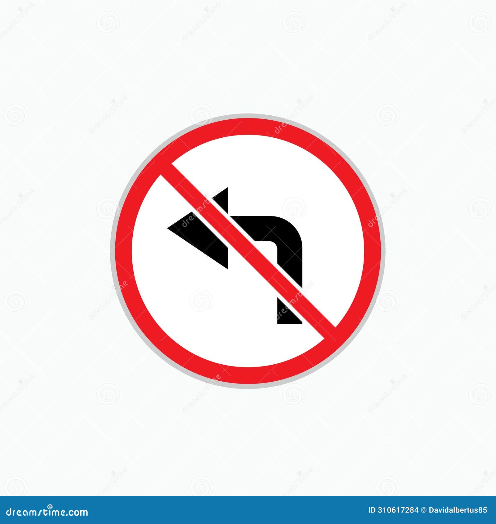 No Turn Left Symbol. Return Prohibition Icon - Vector. Stock ...
