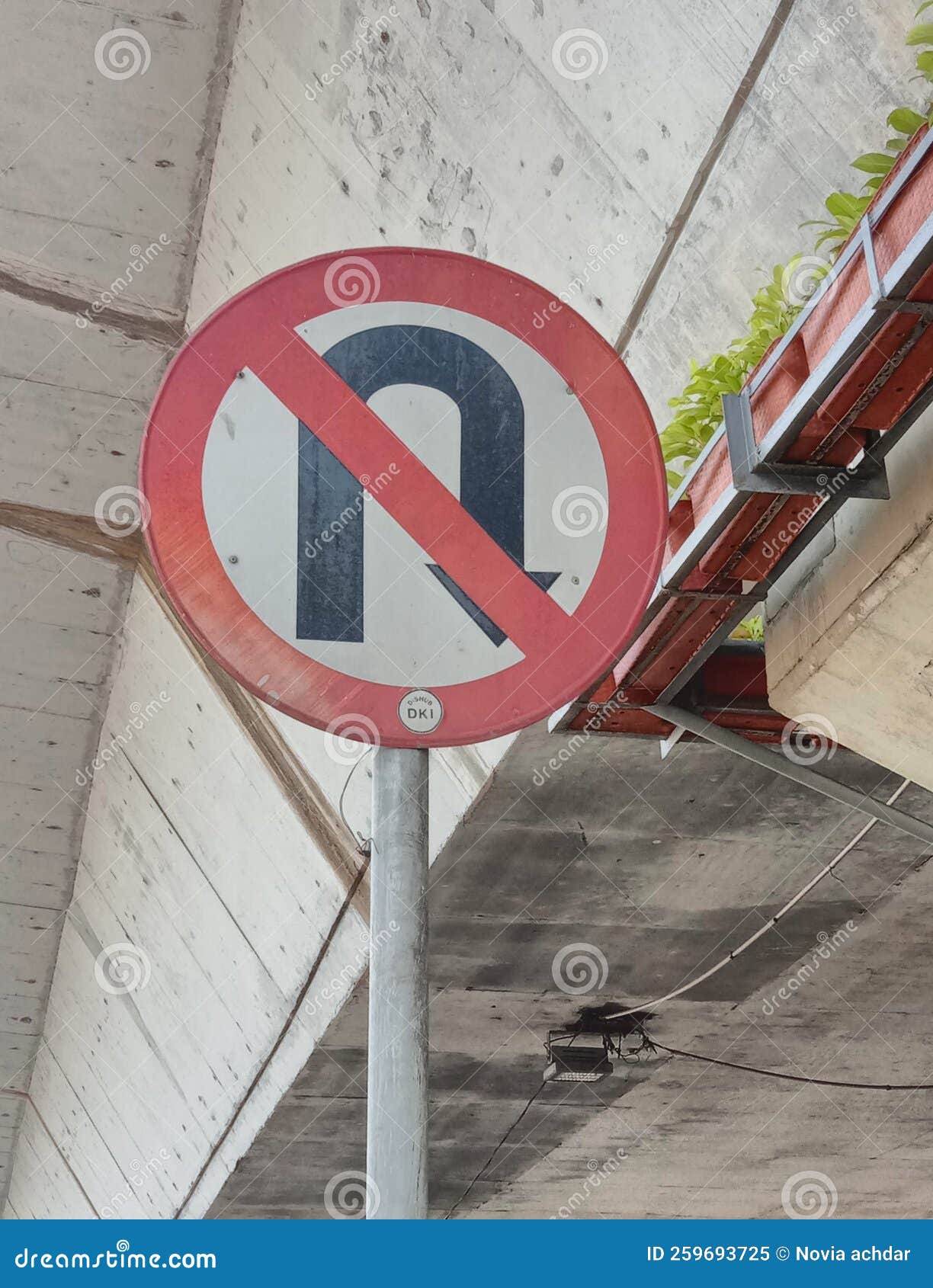 No Turning Sign Under the Flyover Stock Image - Image of street, sign ...