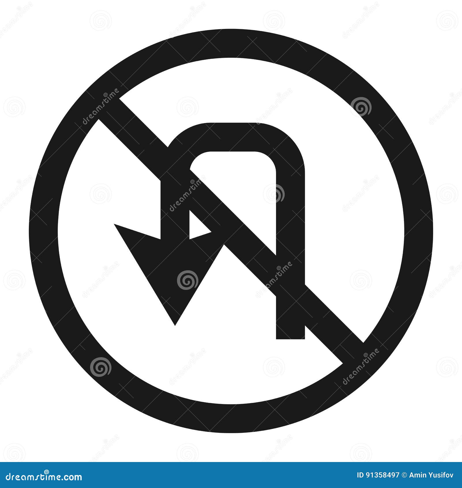 No U-turn Prohibition Sign Line Icon Stock Vector - Illustration of ...