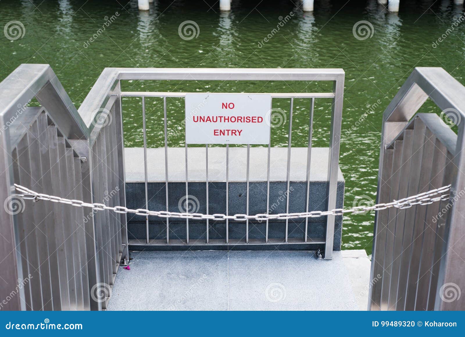 No Unauthorised Entry Sign on the Gate with Chain Stock Photo - Image ...