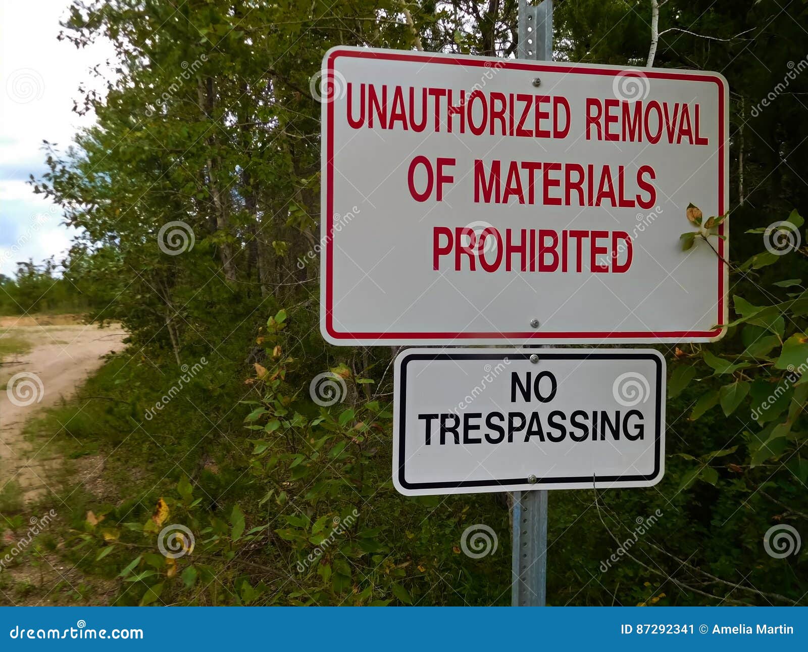 No UnAuthorized Removal of Materials Sign Stock Image - Image of gate ...