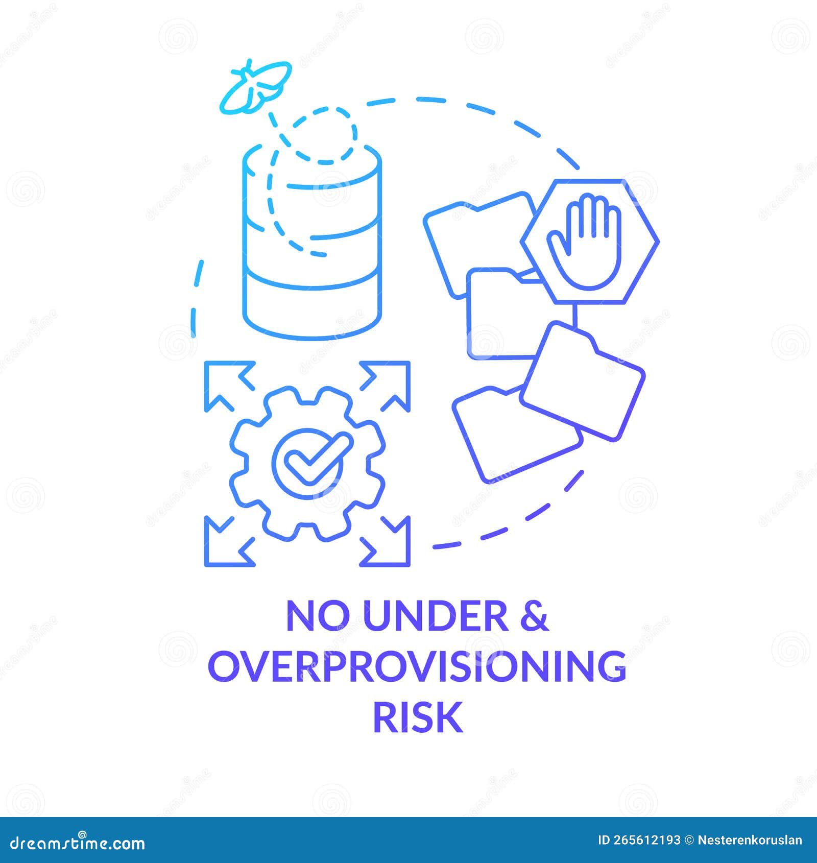 No Under Overprovisioning Risk Blue Gradient Concept Icon Stock Vector ...