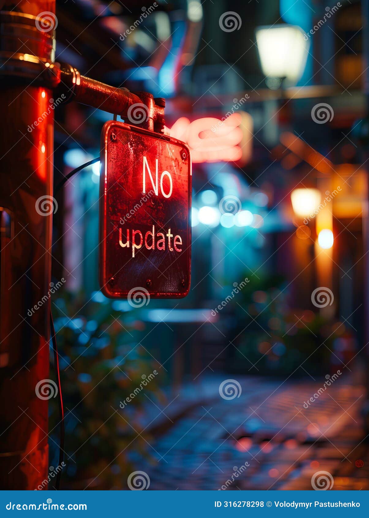 No Update Sign on a Pole in the Middle of a City Stock Photo - Image of ...