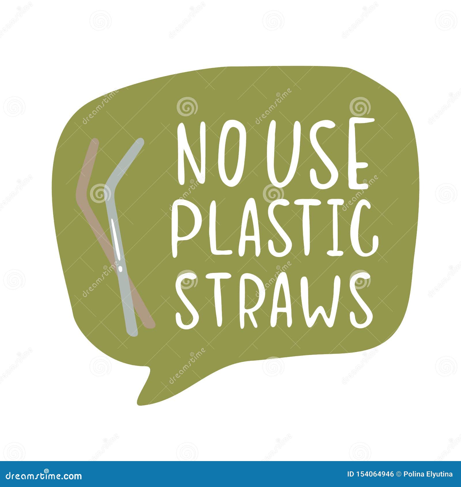 No Use Plastic Straws. Vector Set of Hand-drawing Inscriptions on a ...