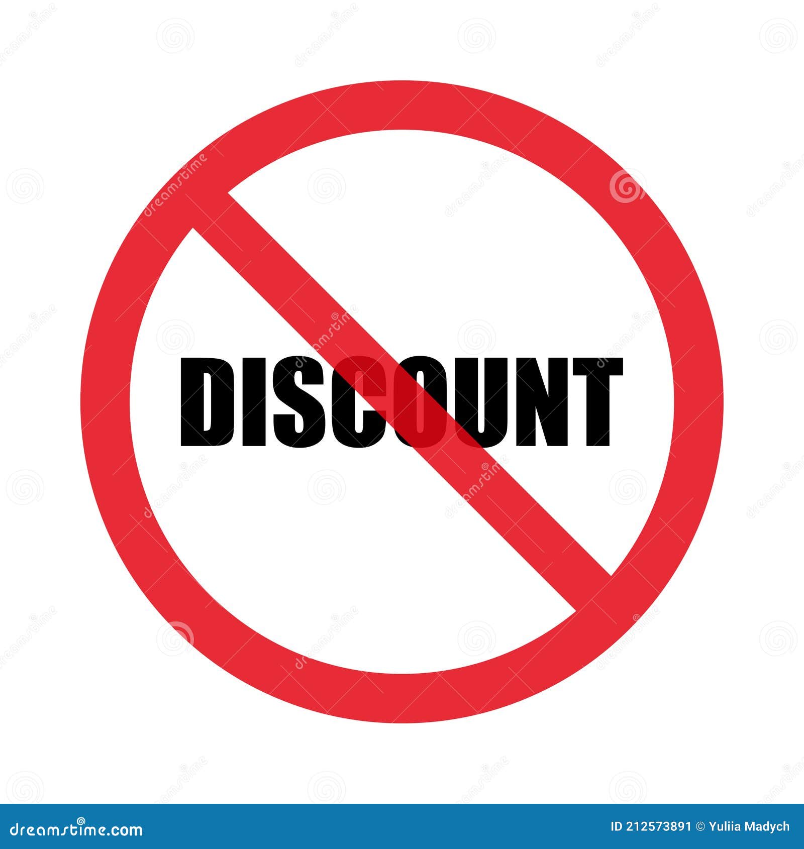 No Used Discount Text Sign. Isolated on White Background. Flat Style ...