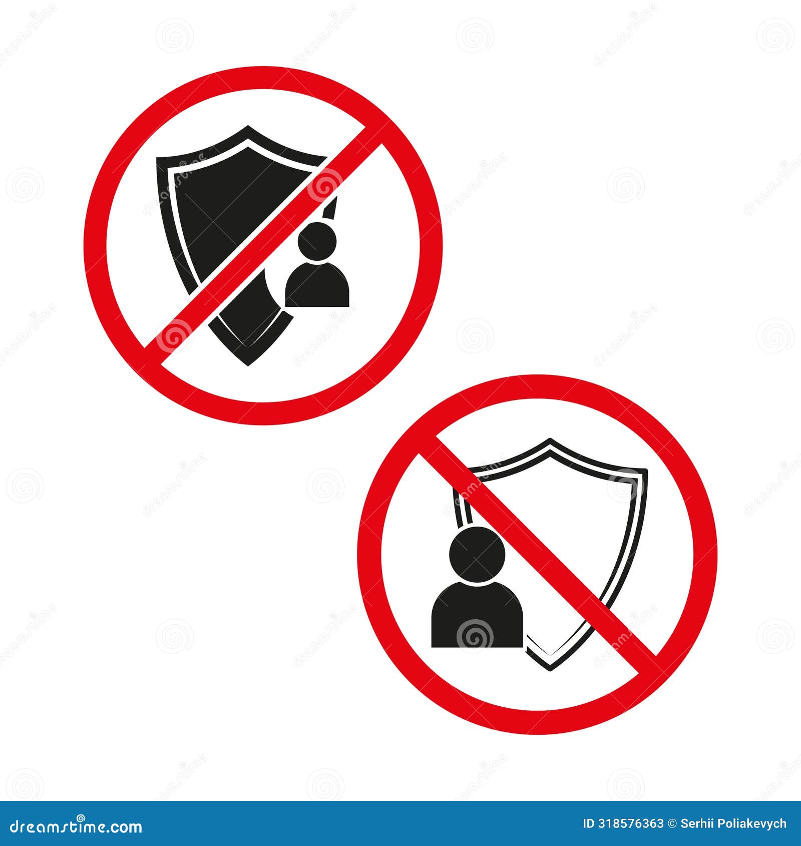 No User Profile Access. Vector Privacy Icons. Security Warning Set ...