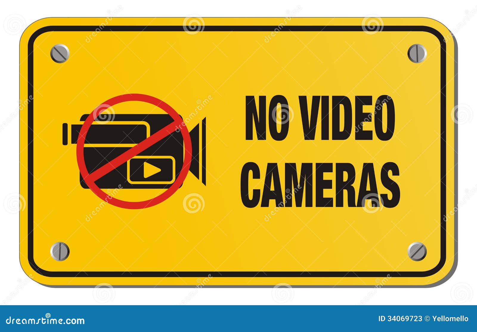 No Video Cameras Yellow Sign - Rectangle Sign Stock Photos - Image ...