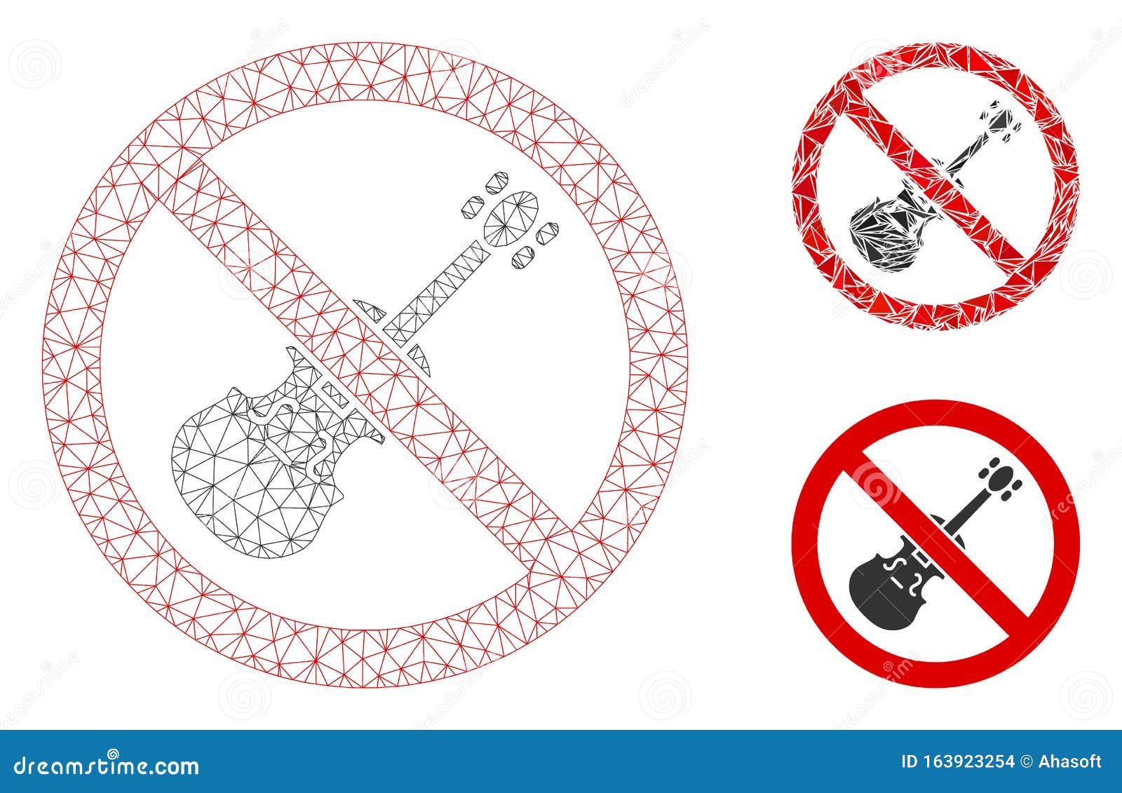 No Violin Vector Mesh 2D Model and Triangle Mosaic Icon Stock ...