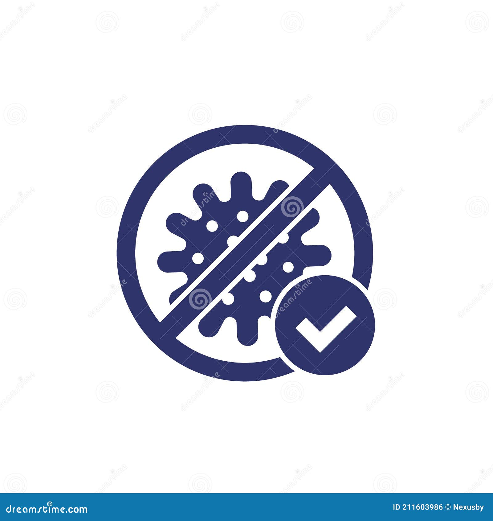 No Virus, Bacteria Icon with Check Mark Stock Vector - Illustration of ...