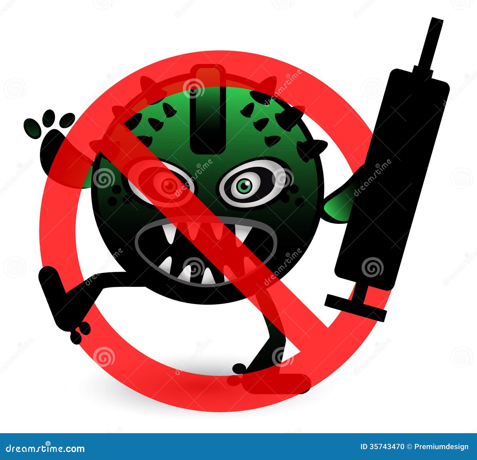 No Virus Cartoon Illustration Stock Vector - Illustration of healthcare ...