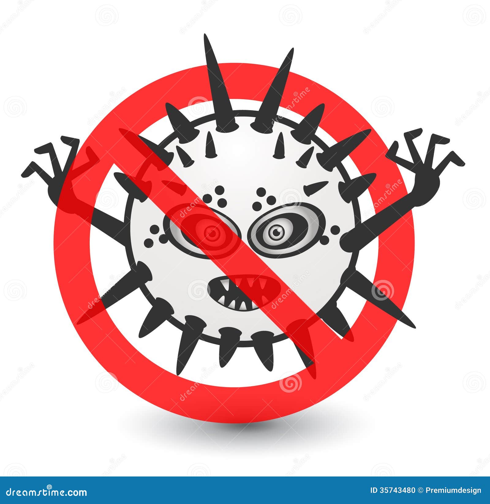 No Virus Cartoon Illustration Stock Vector - Illustration of antivirus ...