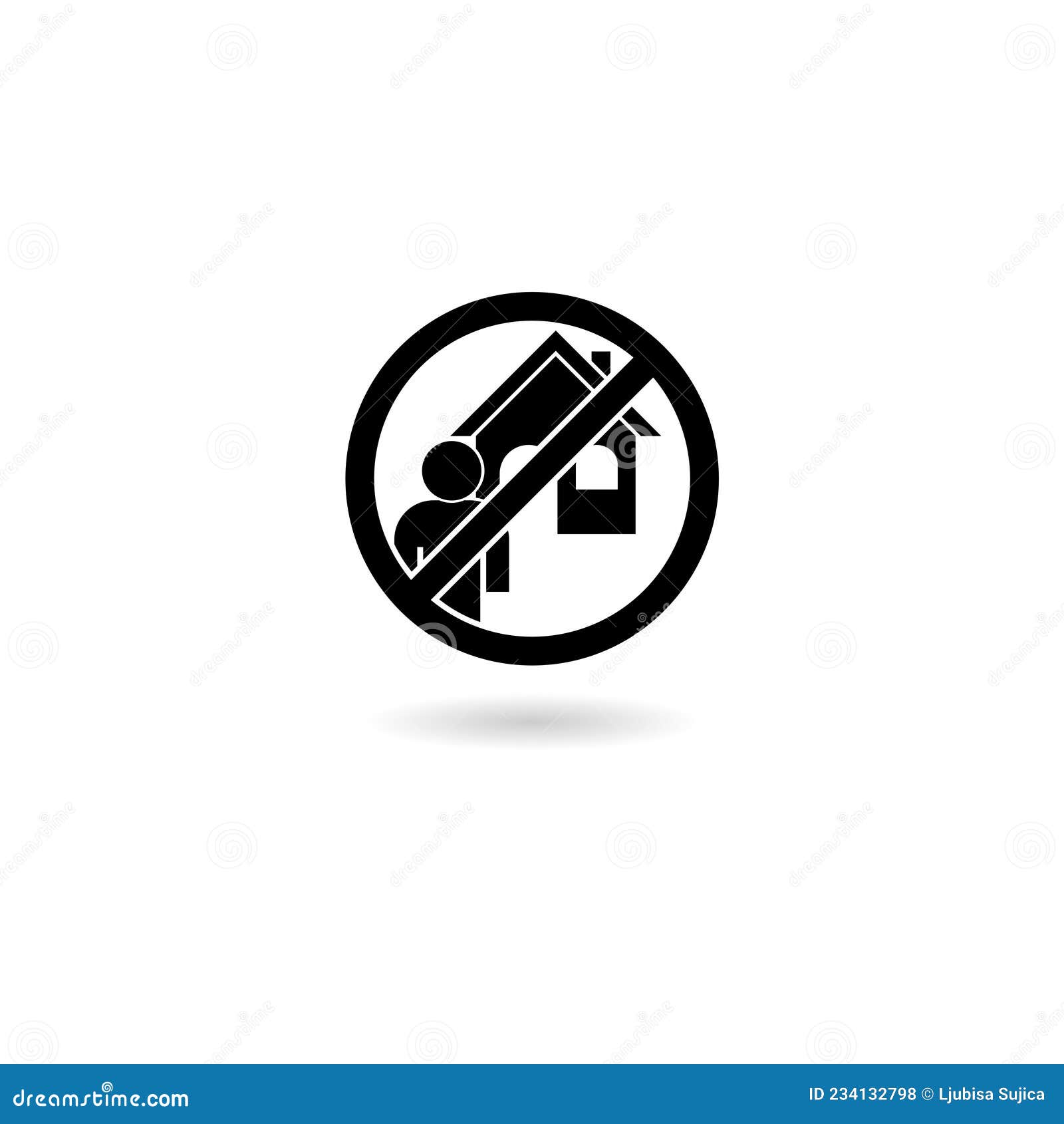 No Visiting Icon with Shadow Isolated on White Background Stock Vector ...