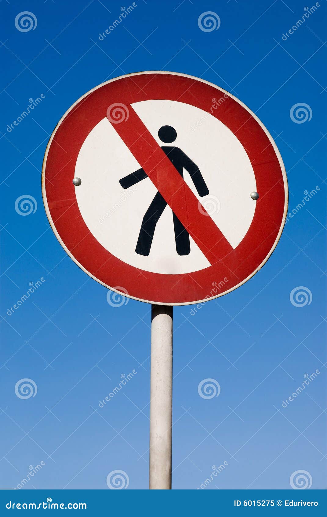 No Walking Sign Against Blue Sky Stock Image - Image of safety, white ...