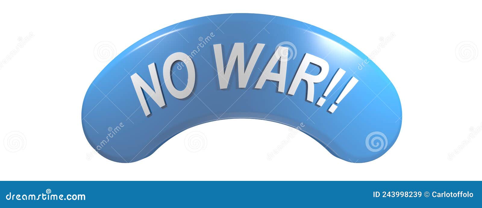 NO WAR on Blue Curved Rounded Rectangle - 3D Rendering Illustration ...