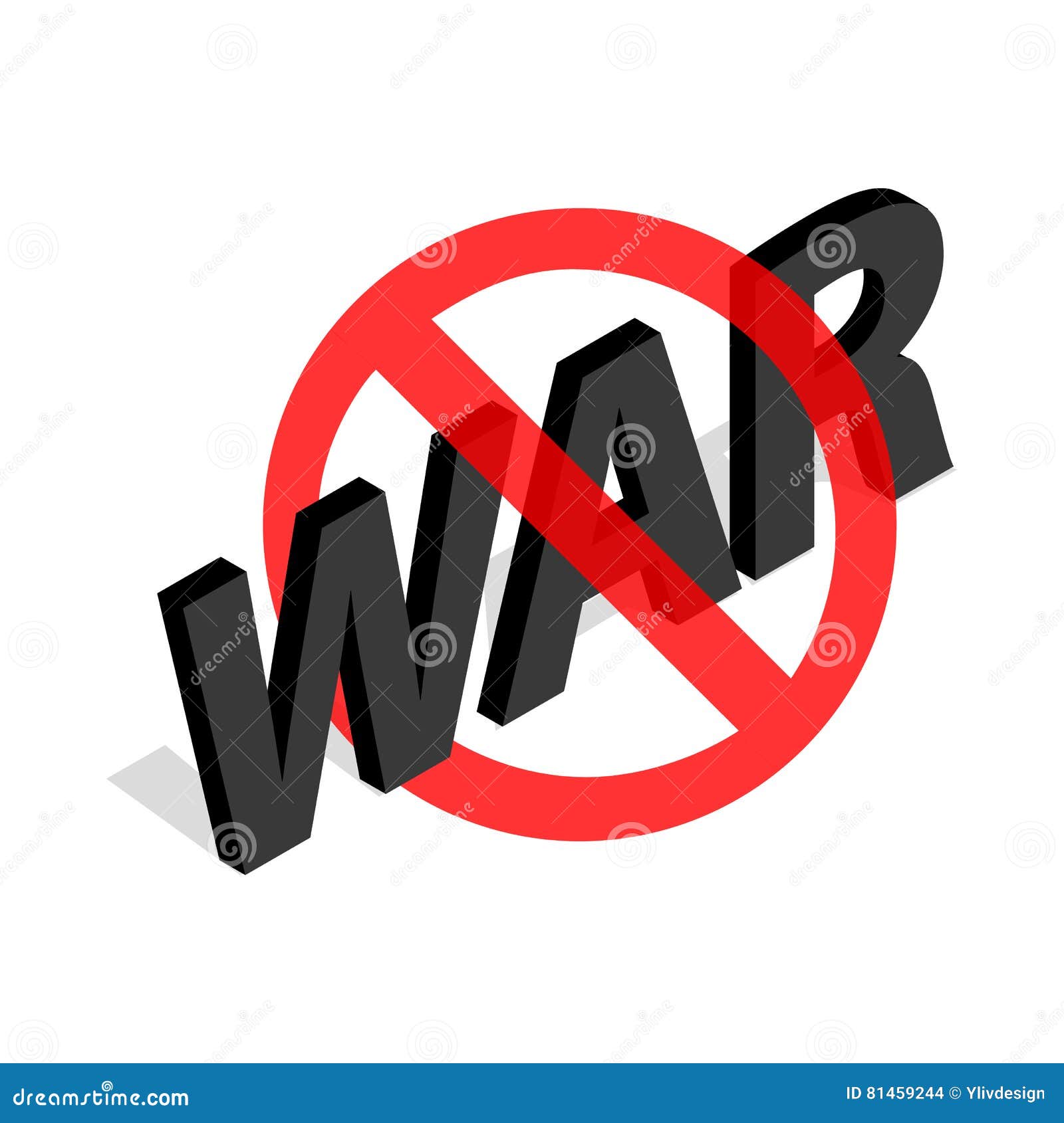 No War Sign Icon in Isometric 3d Style Stock Vector - Illustration of ...