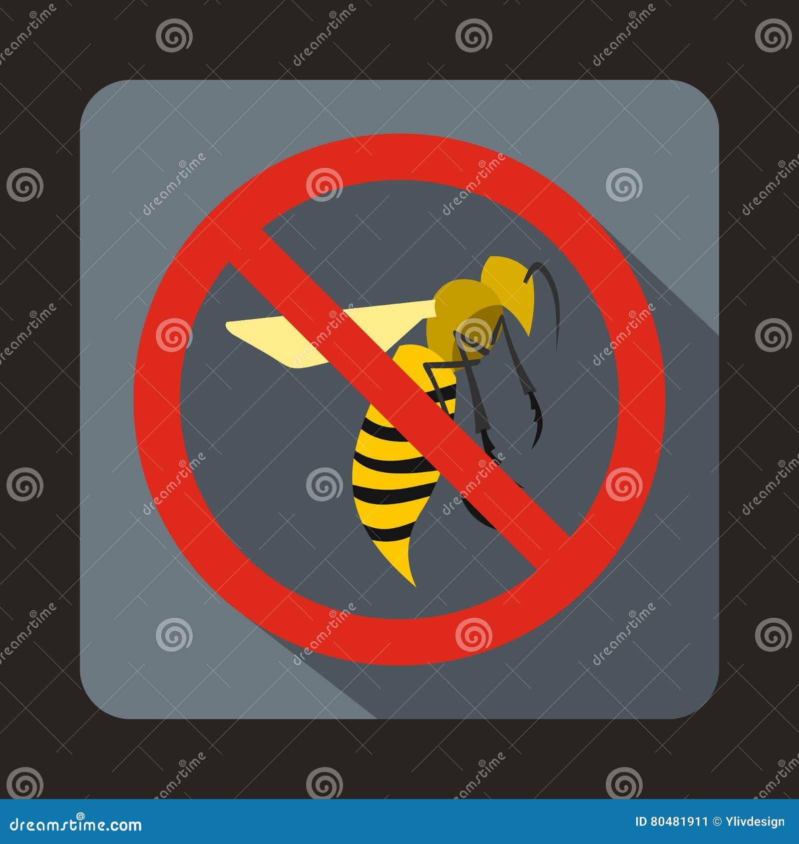 Wasp - Warning Sign Isolated On White Background. Flat Vector ...