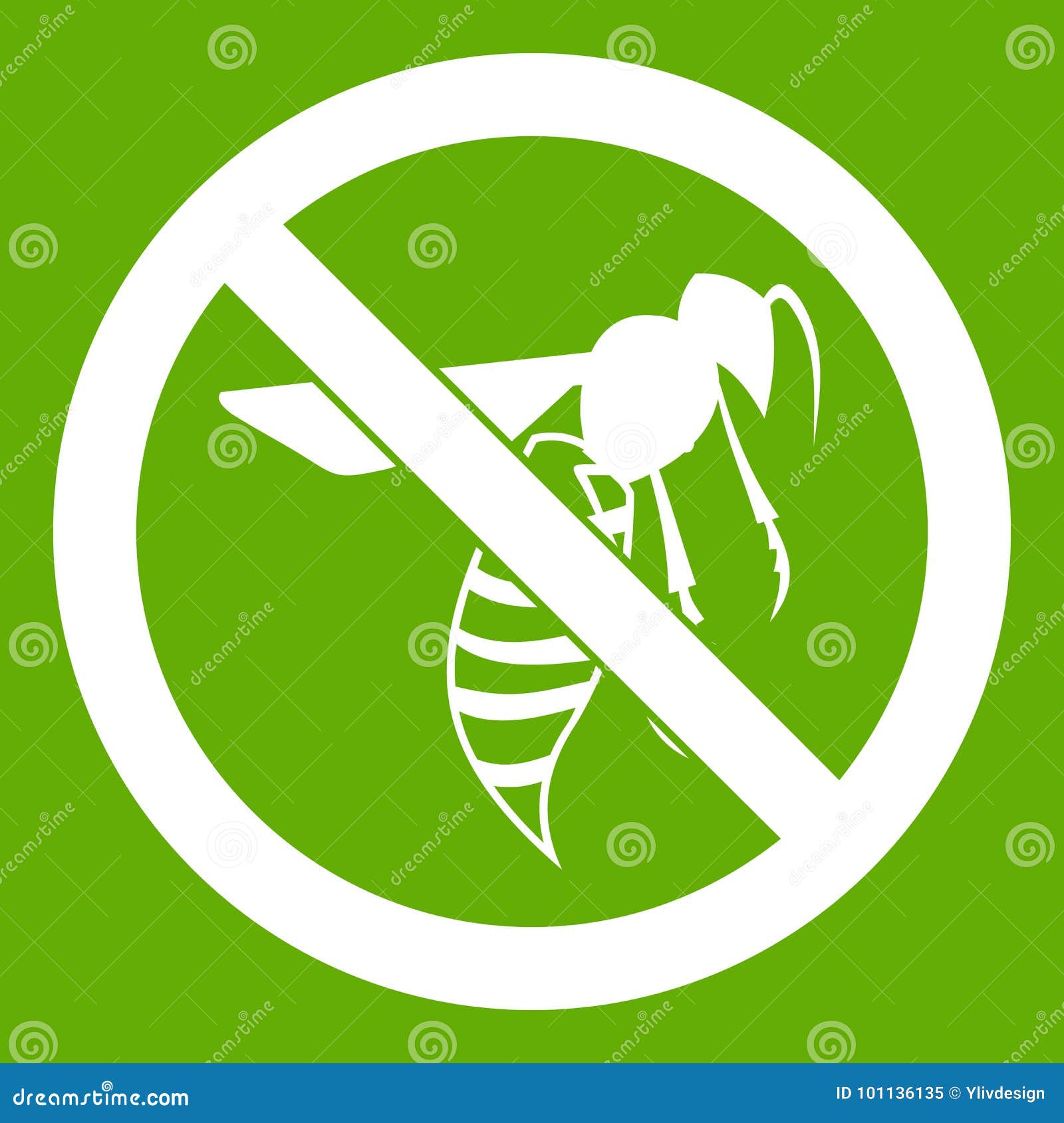 No wasp sign icon green stock vector. Illustration of element - 101136135