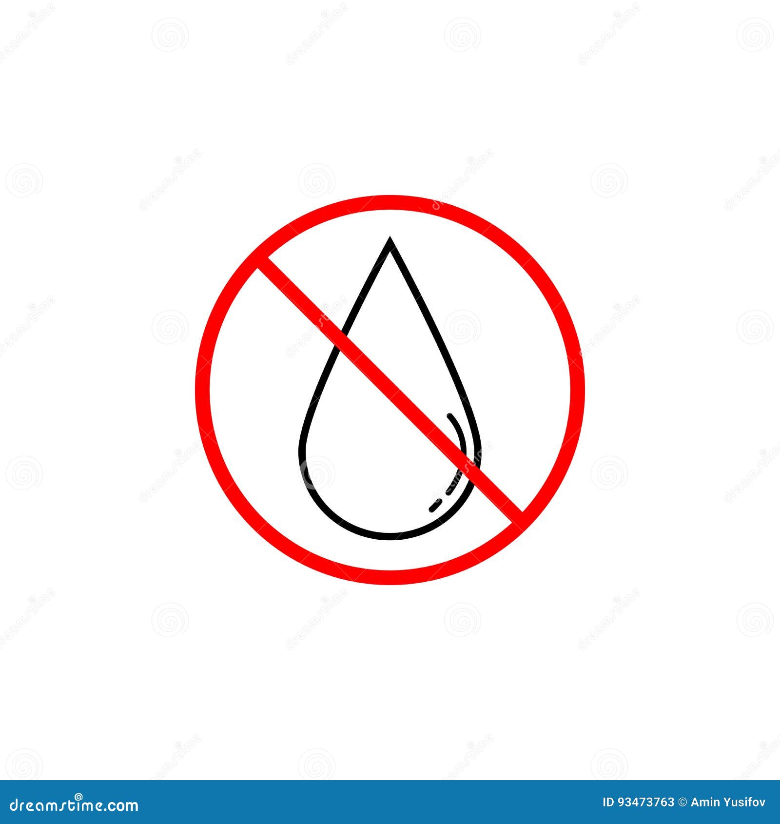 No Water Drop Line Icon, Prohibition Sign, Stock Vector - Illustration ...